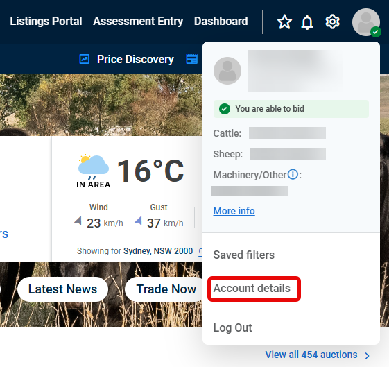 How to update account details