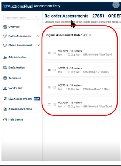 How to order listings within the auction catalogue